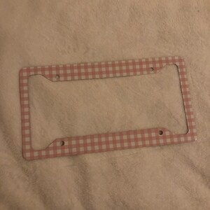 Spring Light Pink Gingham Car License Plate Frame Cute Pink - Etsy