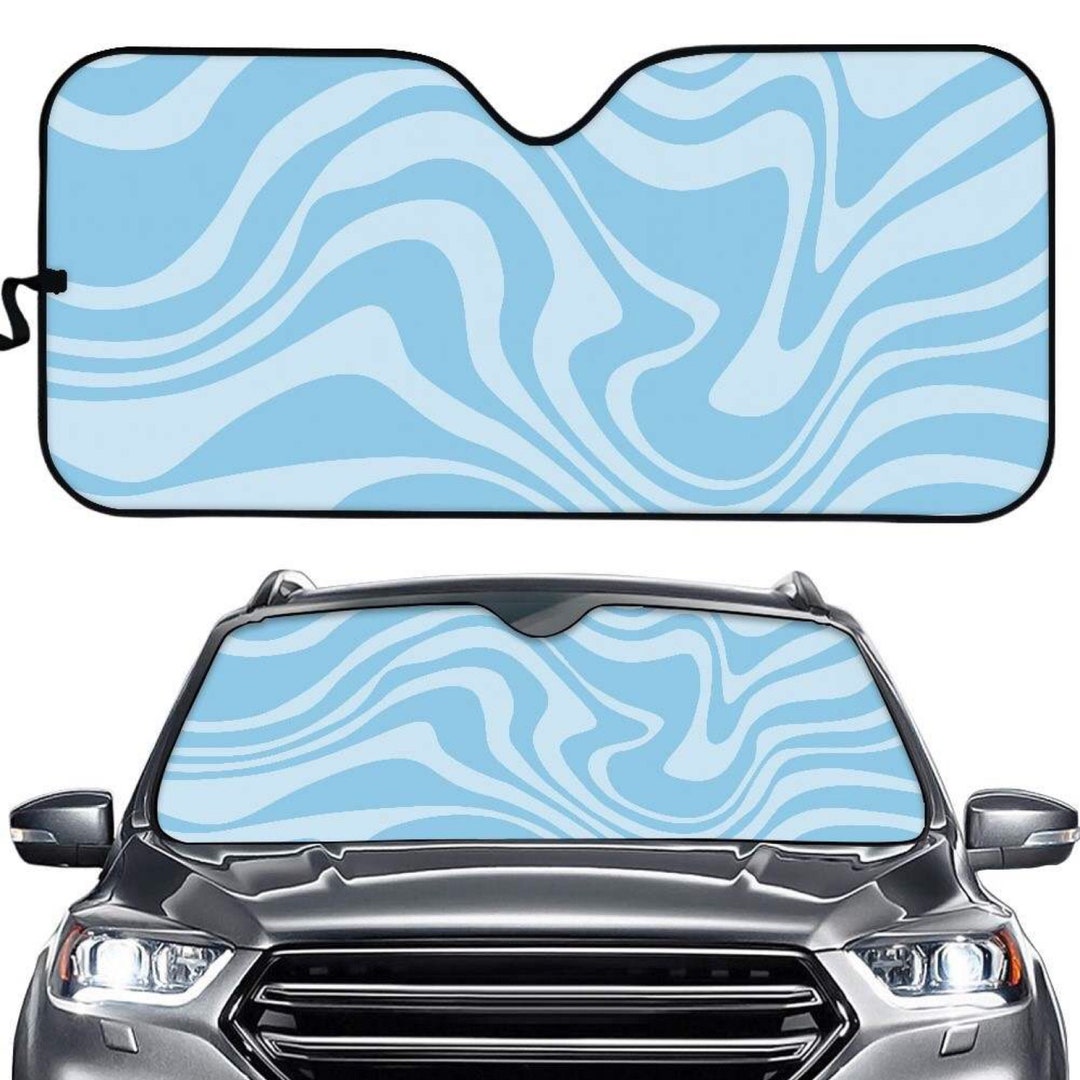 Blue Swirl Retro Groovy Sunshade for Windshield Y2K Car Accessories ...