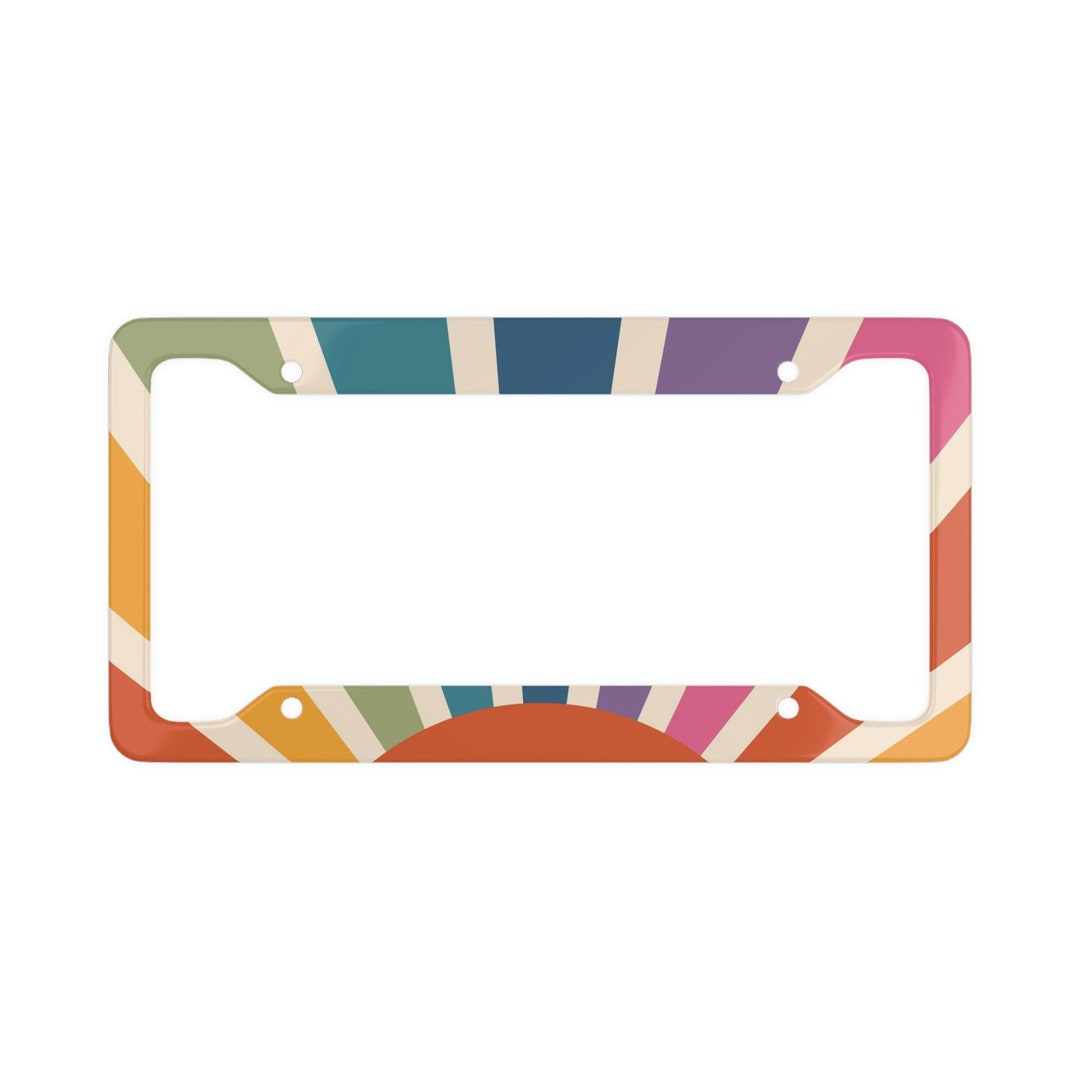 70s Rainbow Groovy Sun License Plate Frame - Etsy