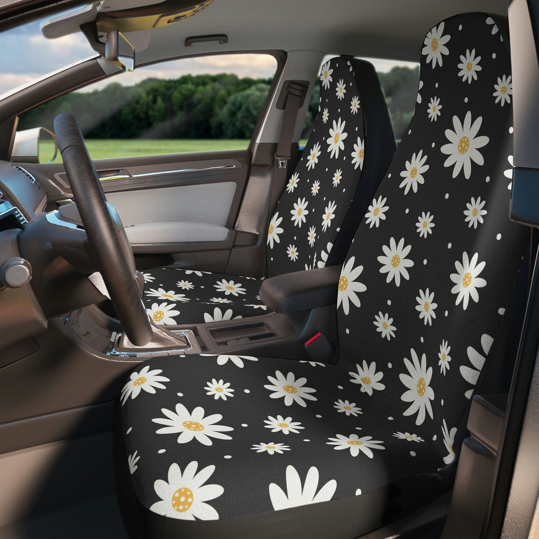 Black Daisies Floral Dark Cute Flower Car Seat Covers Set of 2 - Etsy