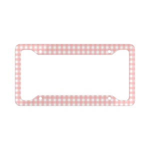 Spring Light Pink Gingham Car License Plate Frame Cute Pink - Etsy