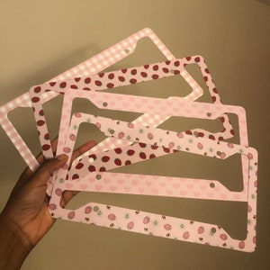 Spring Light Pink Gingham Car License Plate Frame Cute Pink - Etsy