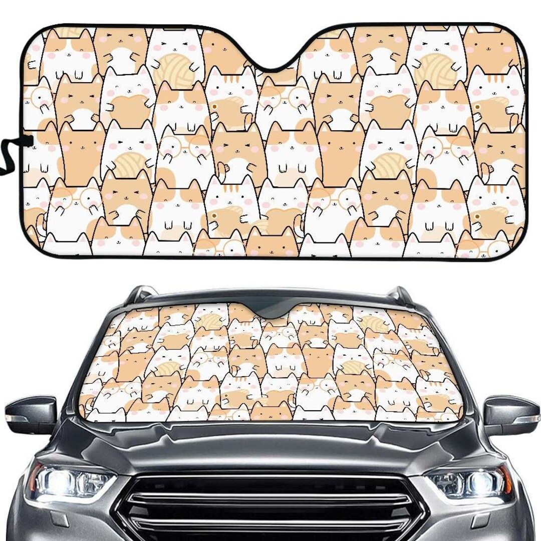 Cute Cat Concha Sunshade for Windshield Kawaii Cat Lover Womens Car ...