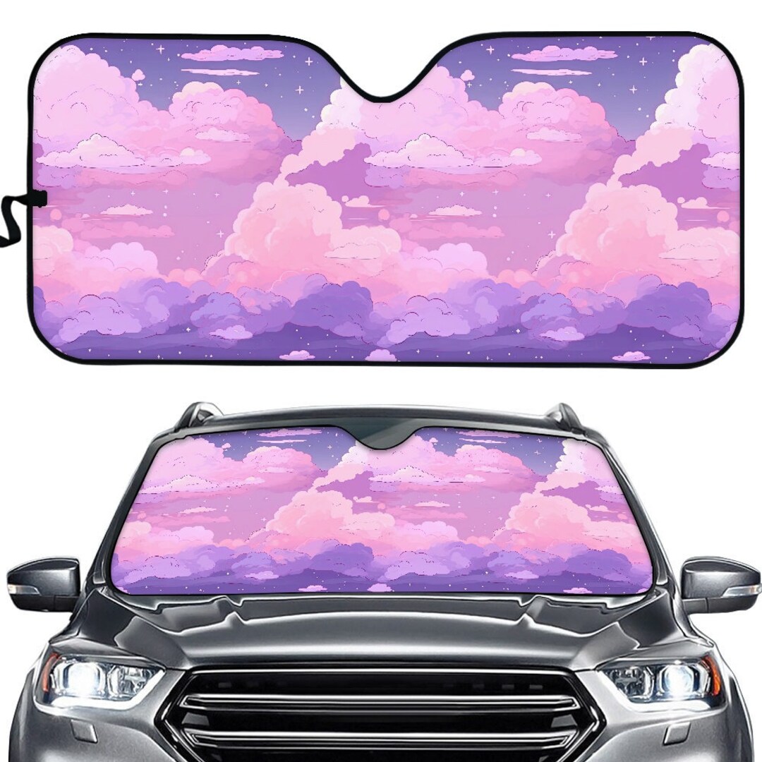 Aesthetic Purple Clouds Sunshade for Windshield Kawaii Car Accessories ...