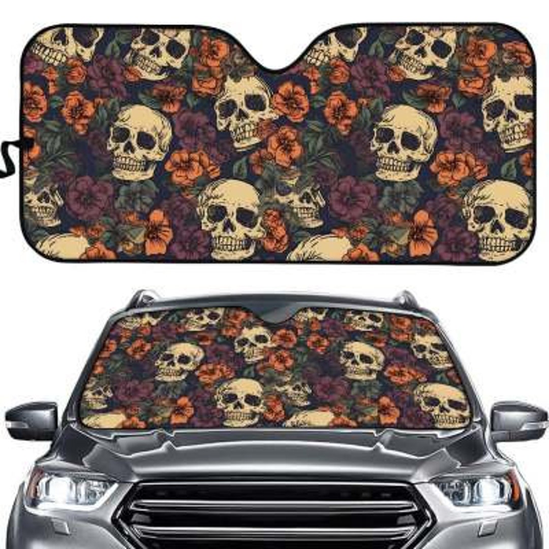 Floral Goth Skull Skeletons Car Accessories Privacy Sunshade for ...