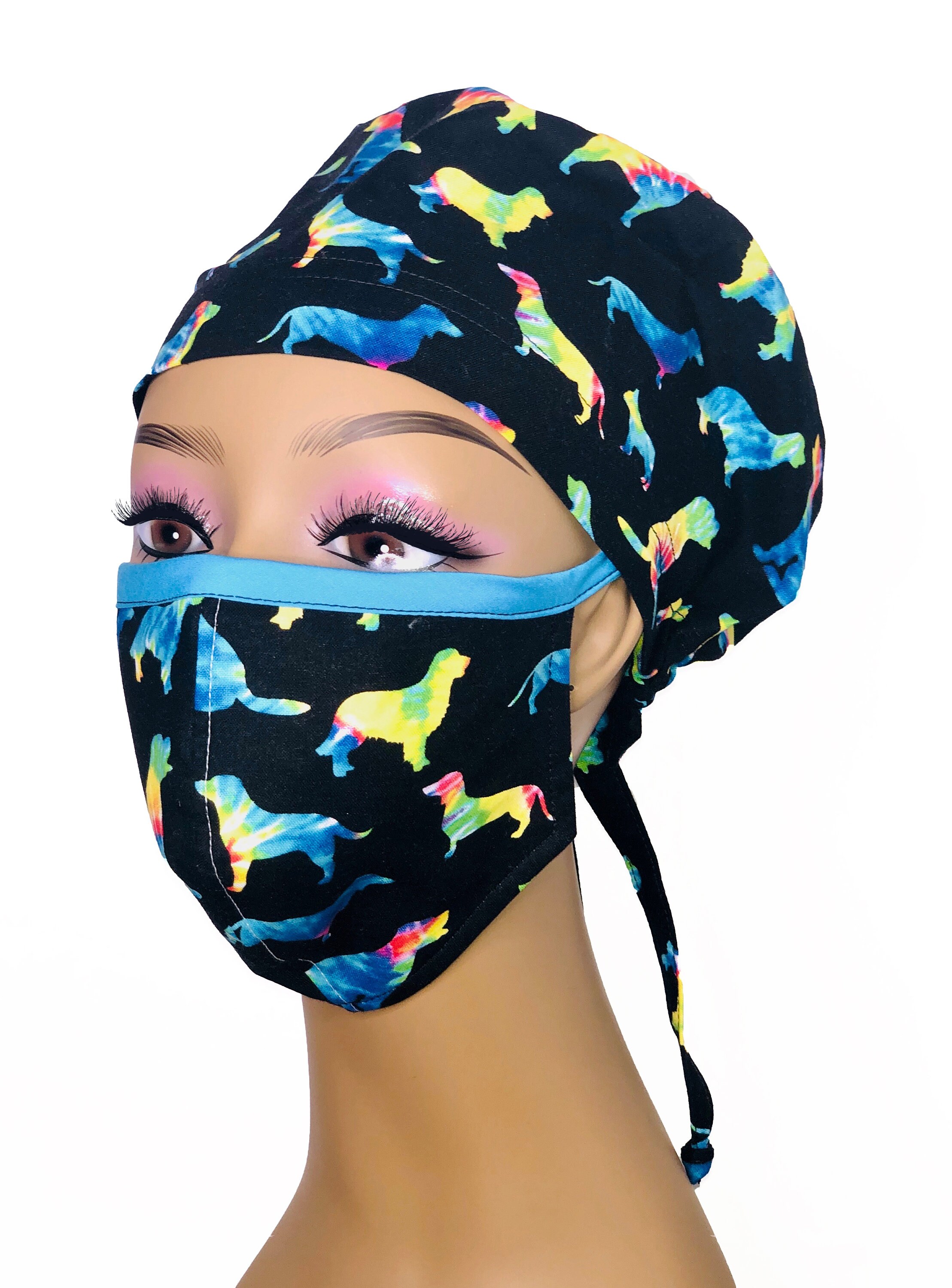 Dog Lover Scrub Cap & Protective Mask Set - Etsy España