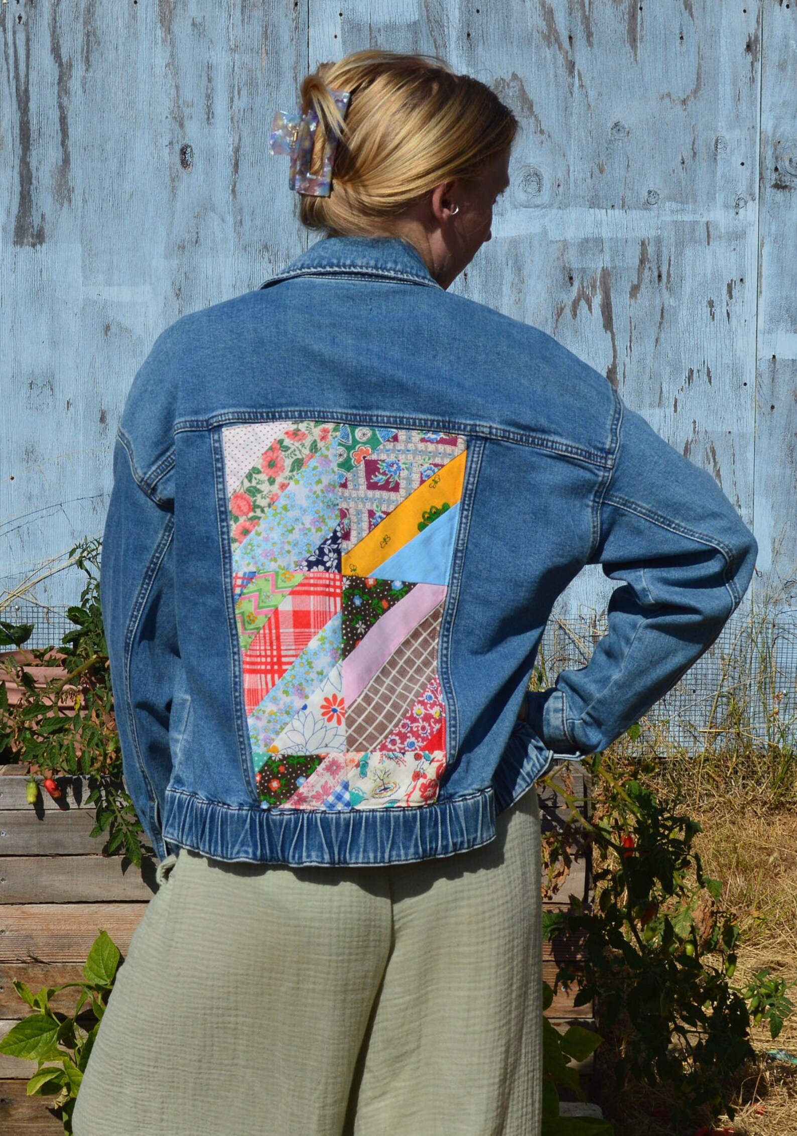 Upcycled Vintage Quilt Denim Jacket, Handcrafted Jean Jacket, Gift for ...