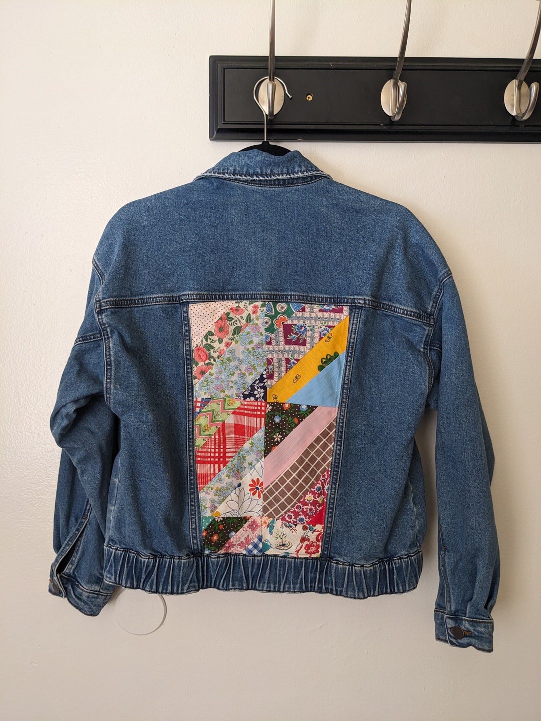 Upcycled Vintage Quilt Denim Jacket, Handcrafted Jean Jacket, Gift for ...