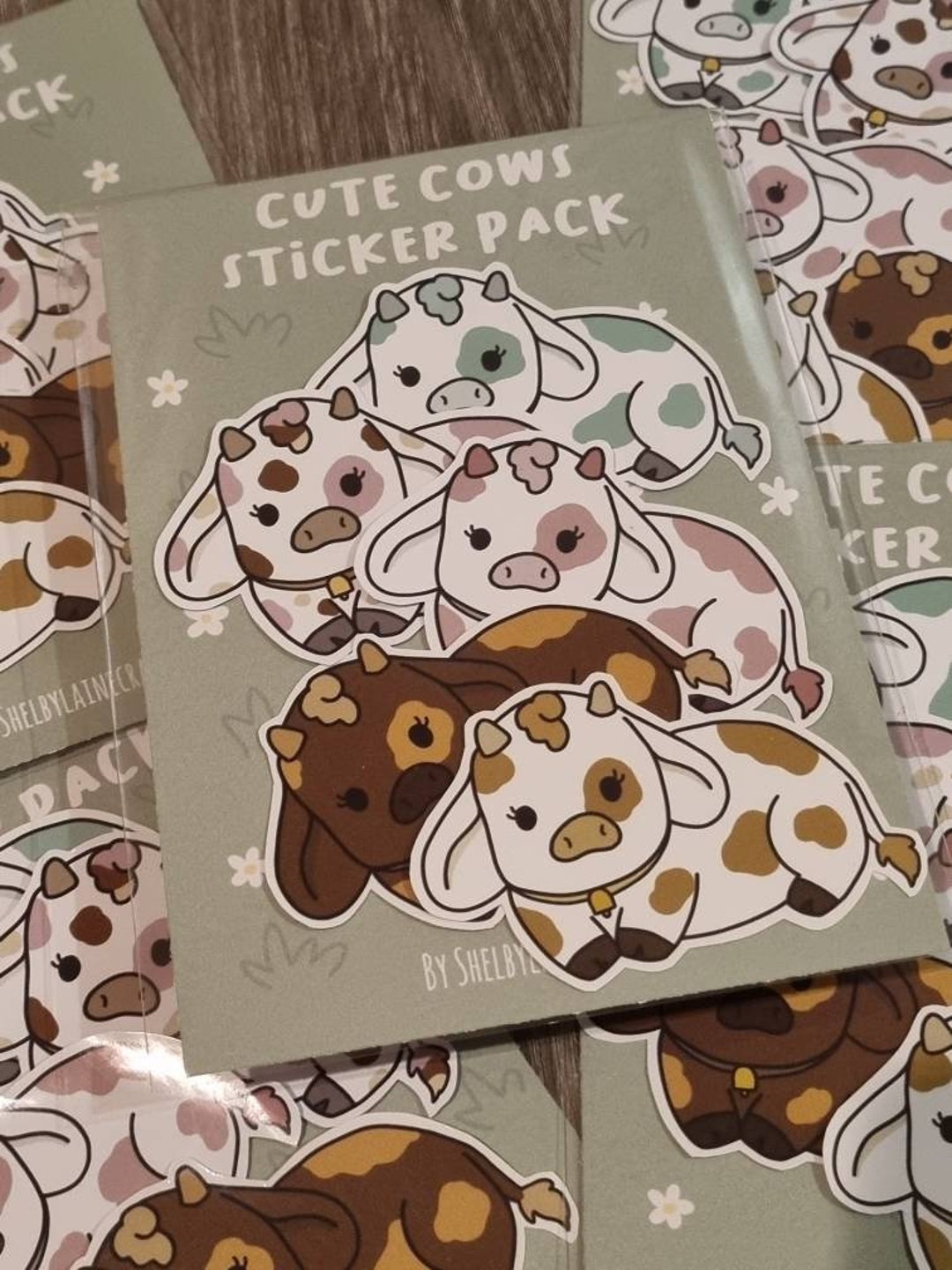 Cute Cow Sticker Pack, Kawaii Farmcore Sticker Pack, Set of 5 Cute Cow ...