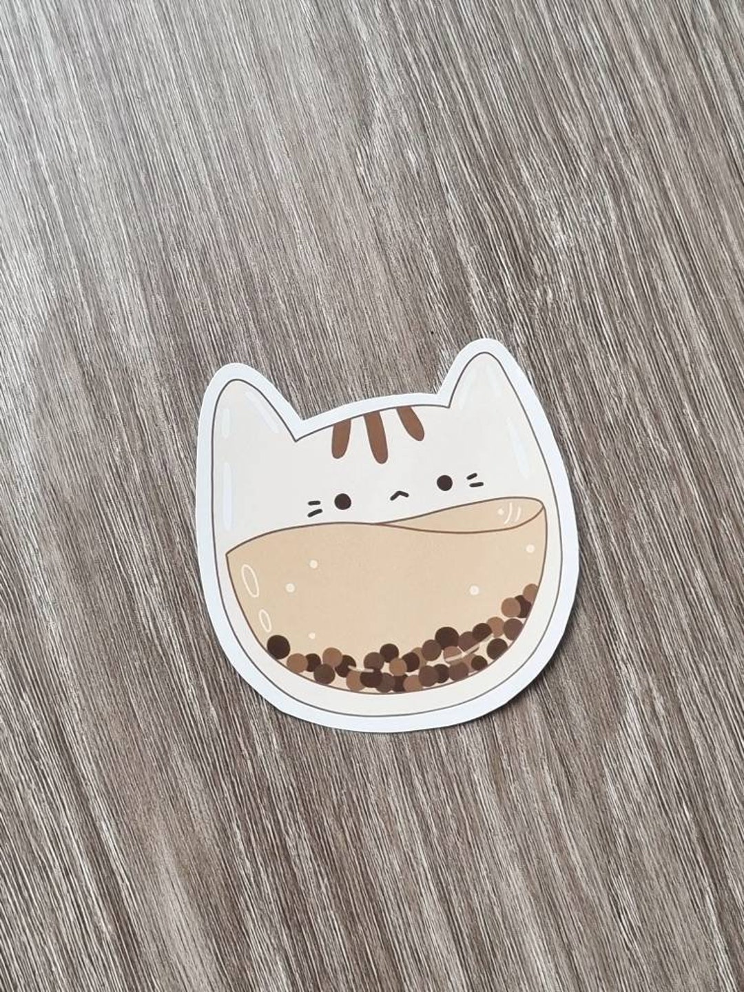 Cute Boba Cat Sticker, Kawaii Aesthetic Drink Sticker, Cute Boba Themed ...