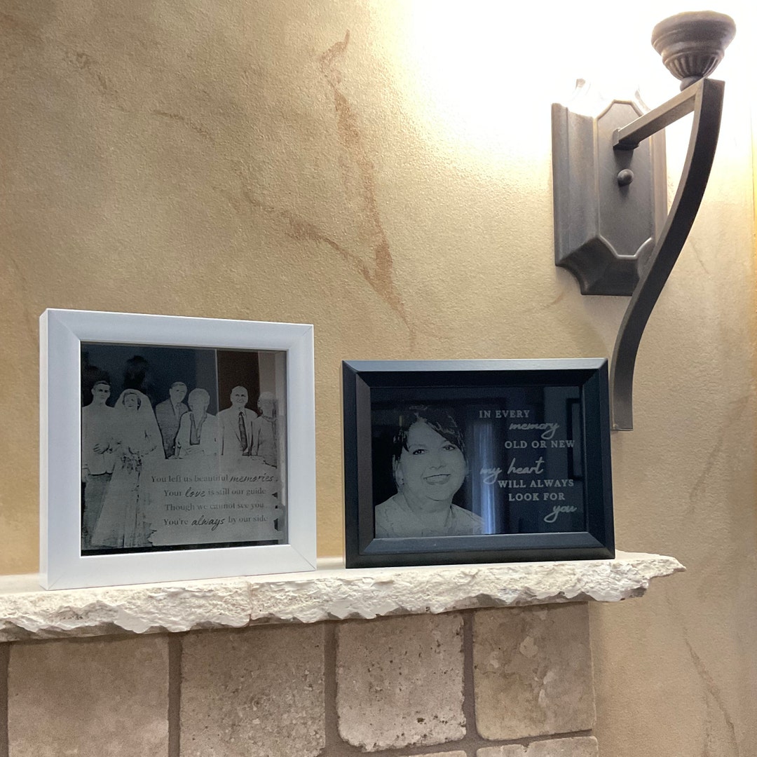 Etched Glass Memorial Shadow Box, Custom Sympathy Gift, Personalized ...
