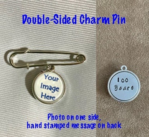 Personalized Memorial Photo Pin Photo Charm With Stamped | Etsy
