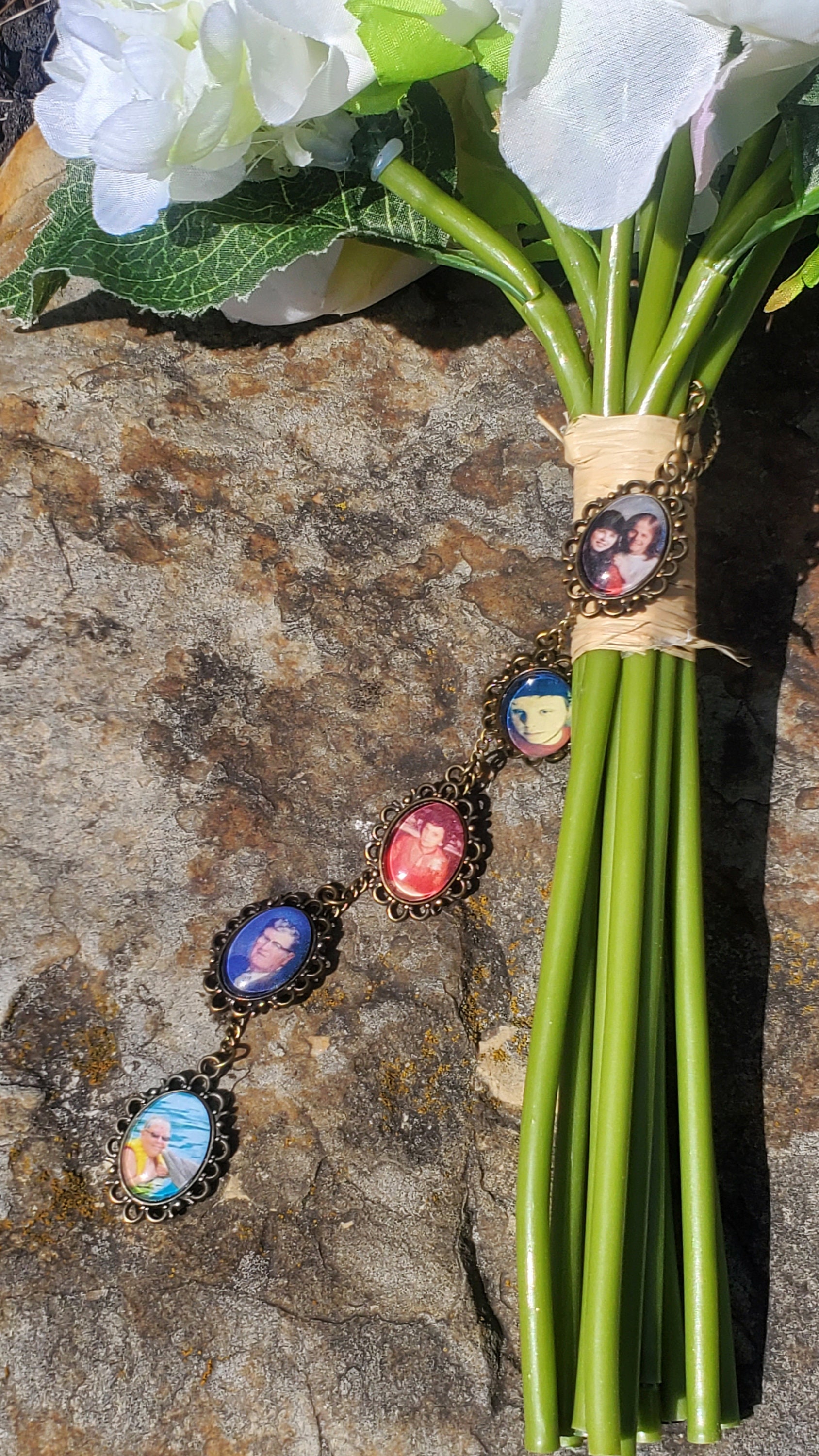 Bouquet Memorial Photo Charm Chain, Custom Bouquet Charm, Wedding ...