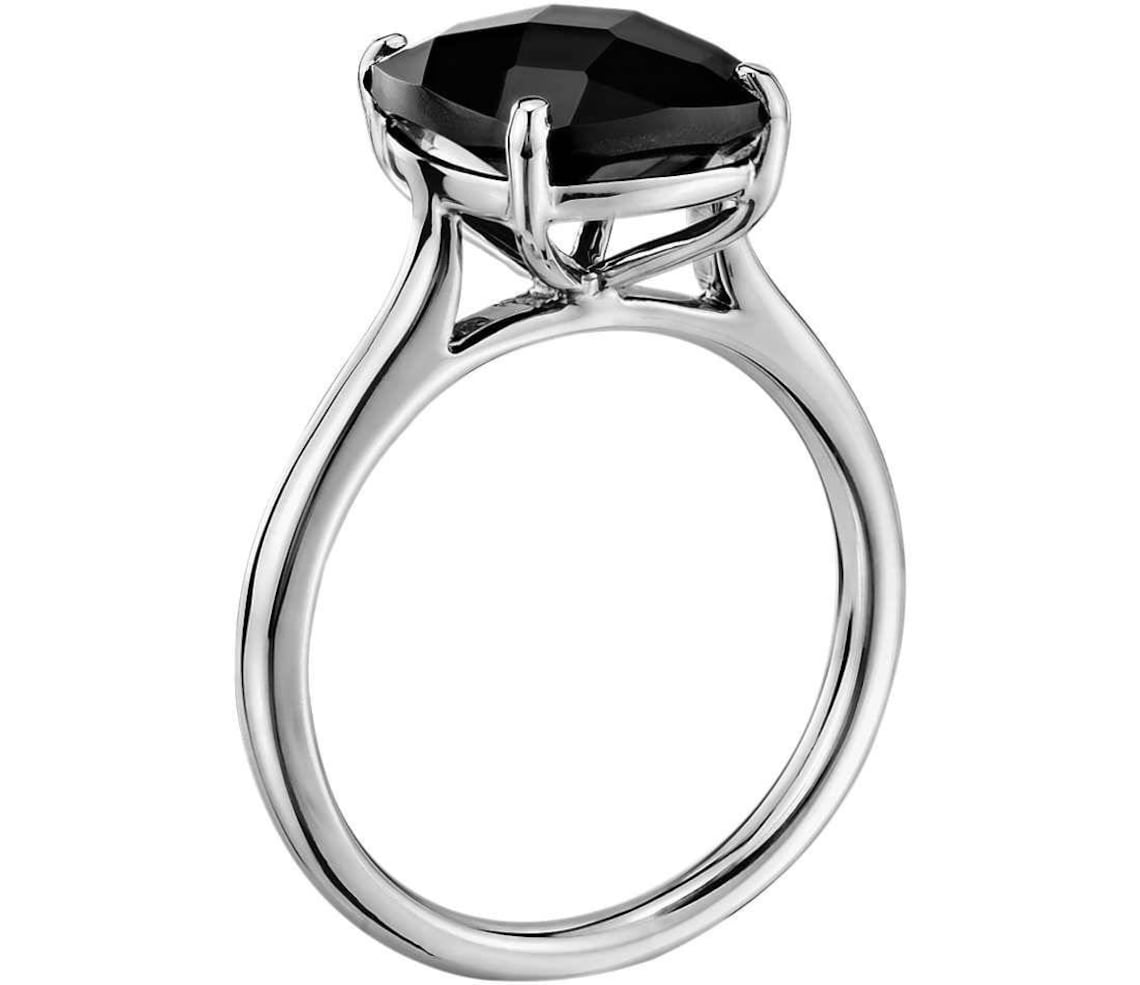 Black Onyx Ring- Black Gemstone Ring- Natural Black Onyx- Solitaire ...