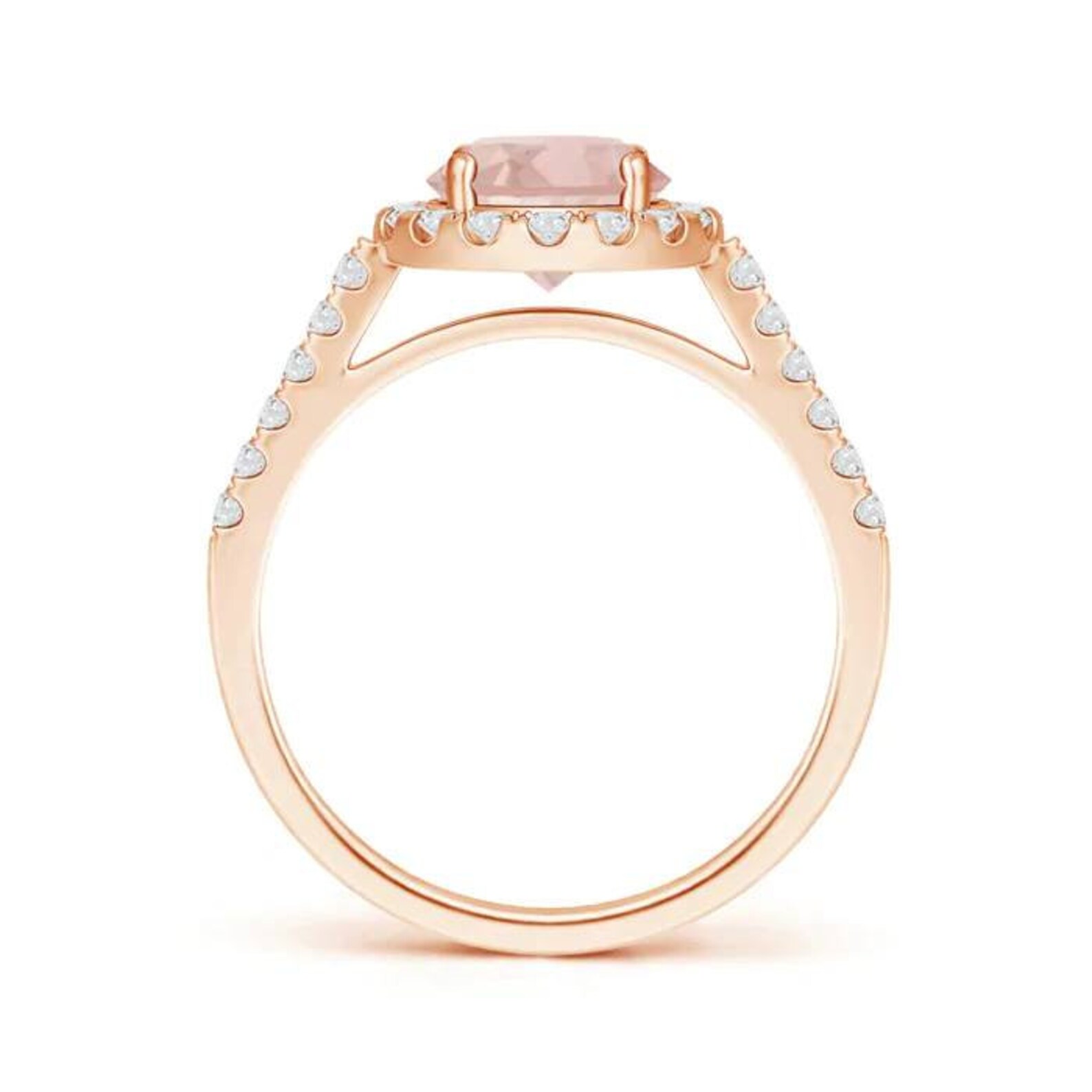 Round Morganite Ring Wedding Ring 14k Rose Gold Ring - Etsy