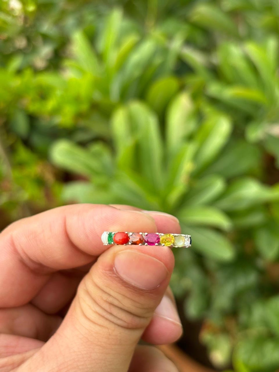 Navratan Ring- Planet Ring- Astrological Ring- Religious- Healing Jewelry- Natural Gemstone ...