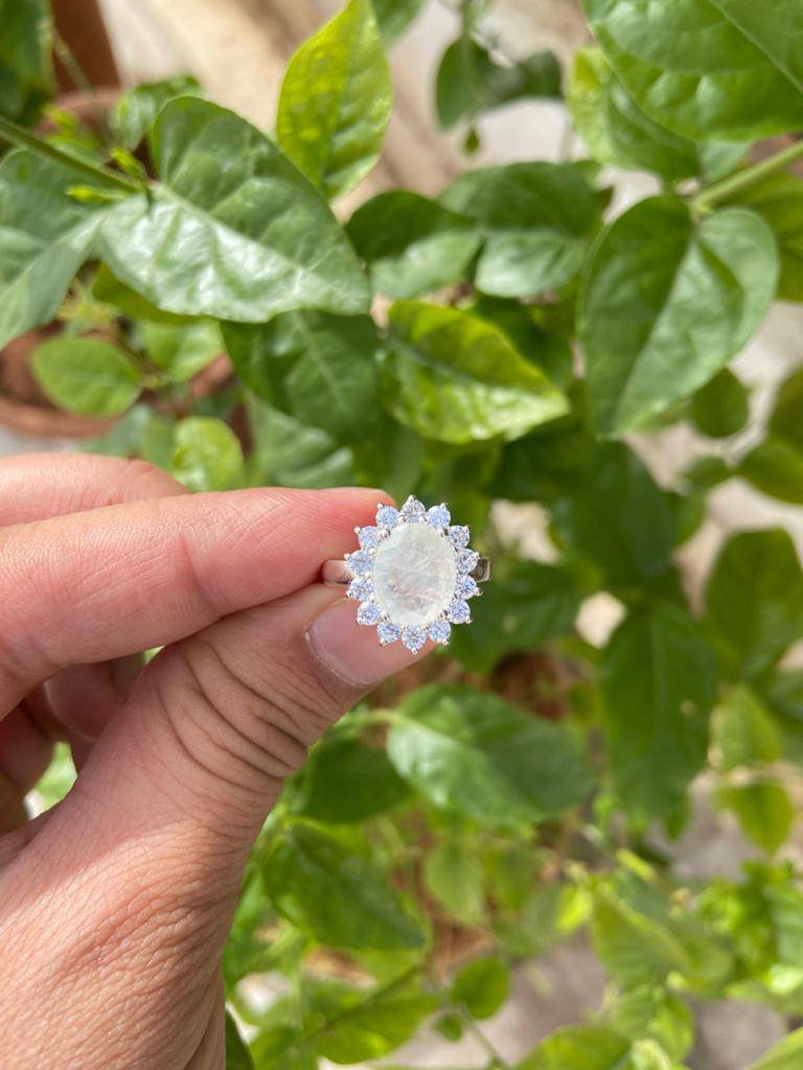 Natural Moonstone Ring Sterling Silver Moonstone Ring | Etsy