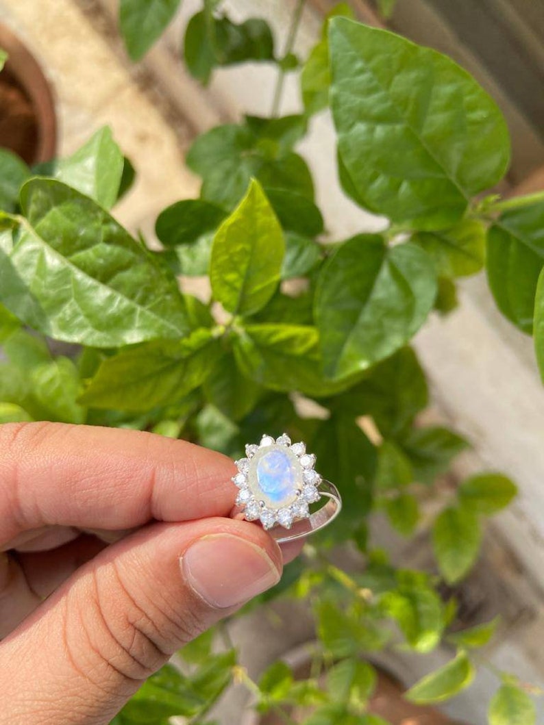 Natural Moonstone Ring Sterling Silver Moonstone Ring - Etsy