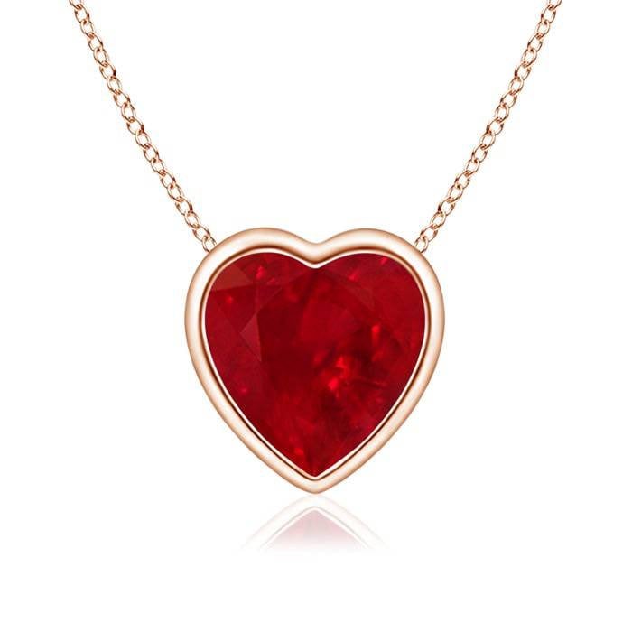 Ruby Heart Necklace Rose Gold Ruby Necklace Ruby Necklace | Etsy