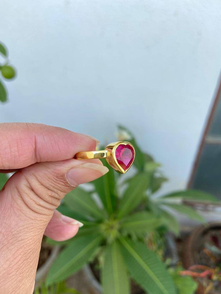 14k Gold Ruby Heart Ring – July Birthstone, Gift for Love - Etsy