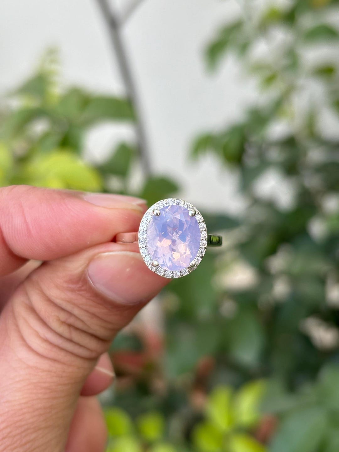 Lavender Quartz Ring- Engagement Ring- Moon Quartz Ring- Silver Quartz ...