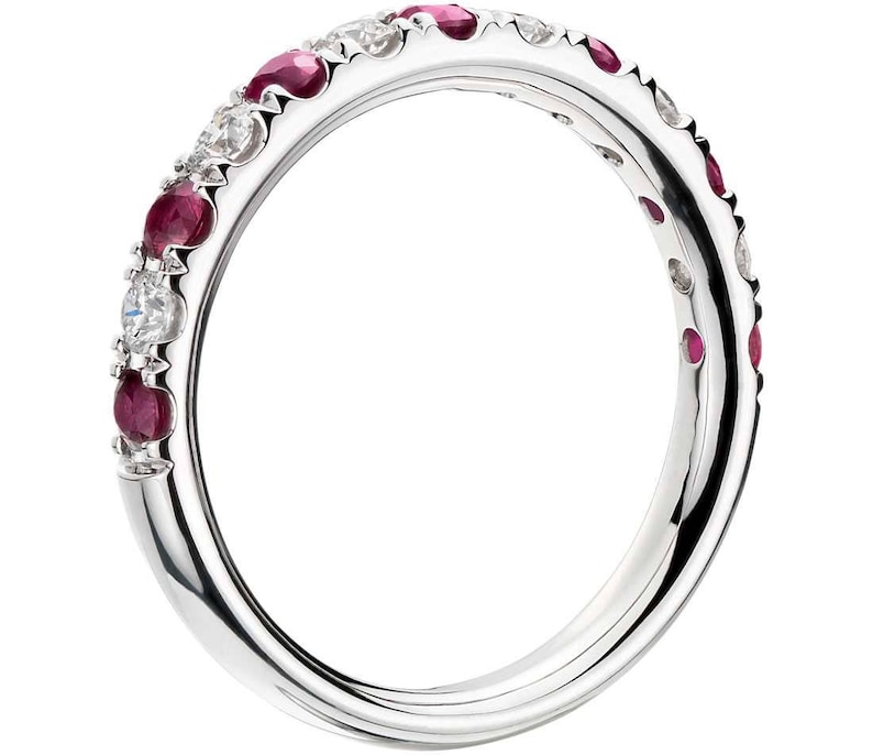 Ruby Band Ring Silver Ruby Band Red Gemstone Ring - Etsy