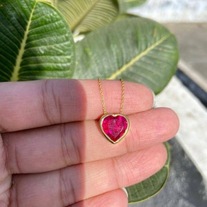 Ruby Heart Necklace 14k Gold Heart Necklace Ruby Necklace | Etsy