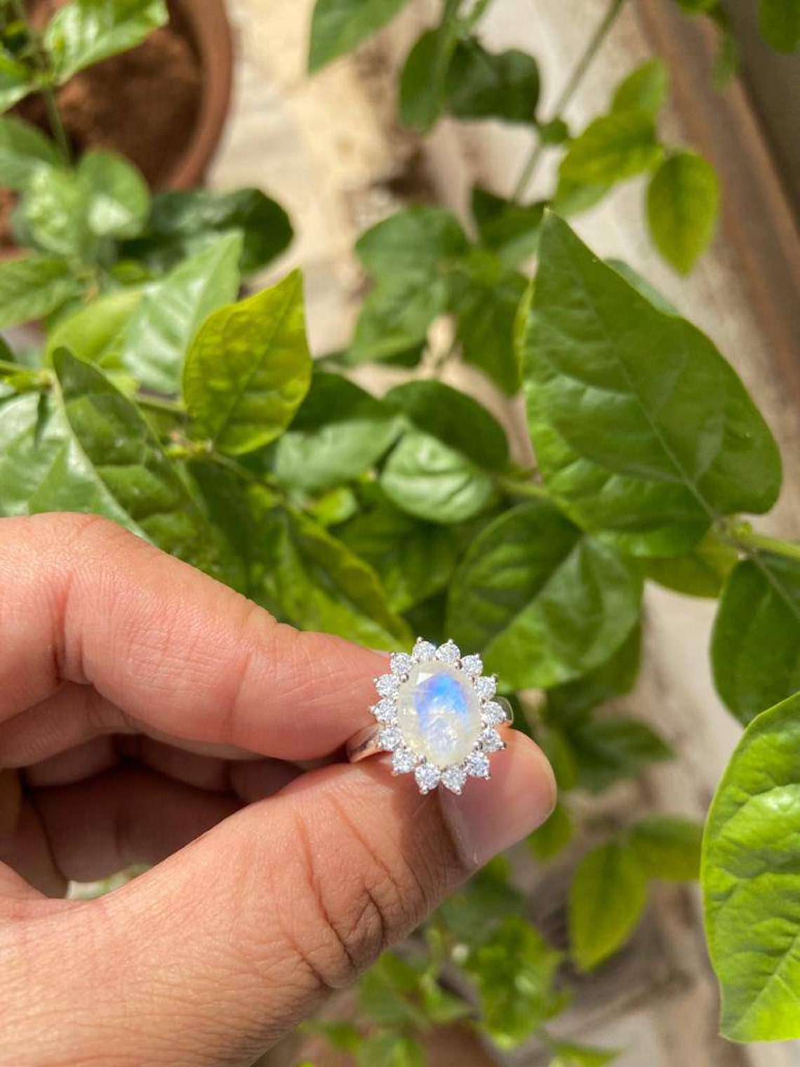 Natural Moonstone Ring Sterling Silver Moonstone Ring | Etsy