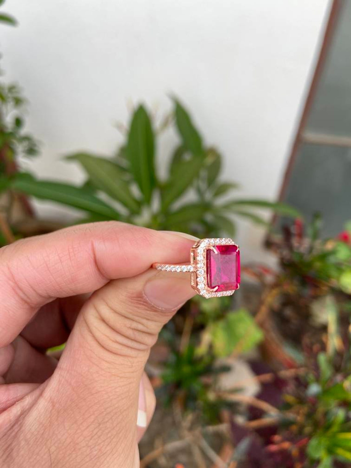 Ruby Ring 14k Rose Gold Ruby Ring Red Gemstone Ring - Etsy