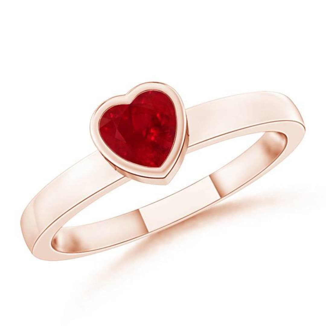 Ruby Heart Ring- Rose Gold Ruby Ring- Promise Ring- Heart Shape Ring ...