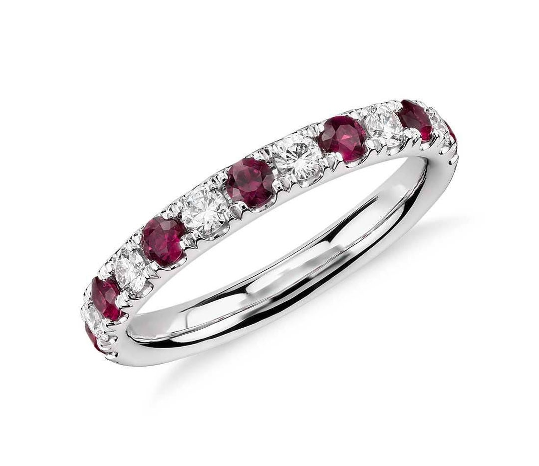 Ruby Band Ring- Silver Ruby Band- Red Gemstone Ring- Anniversary ...