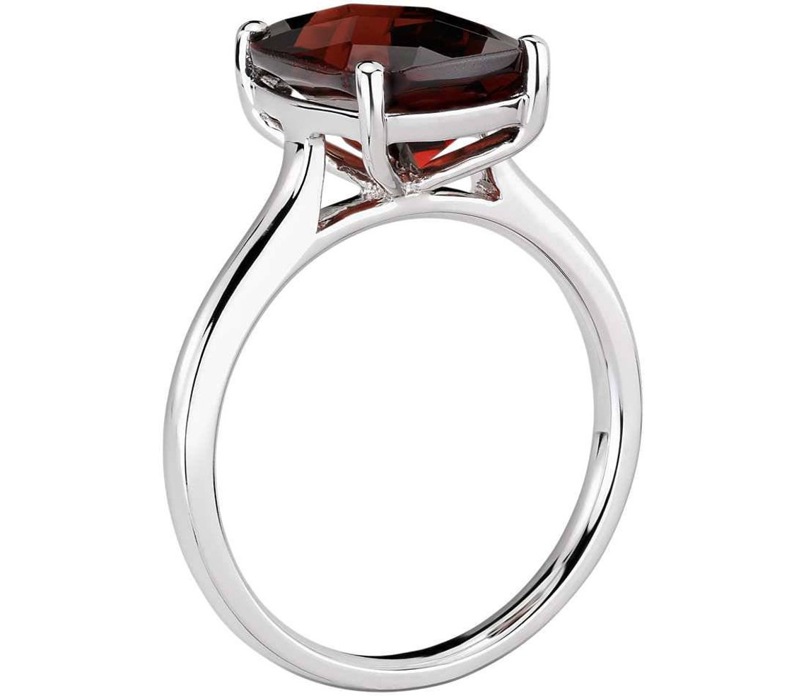 Garnet Ring Silver Garnet Ring Natural Garnet Solitaire | Etsy