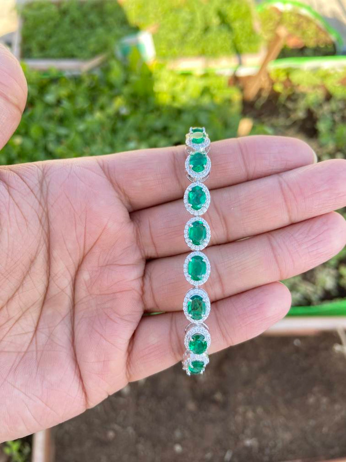 Emerald Bracelet Sterling Silver Emerald Bracelet May - Etsy