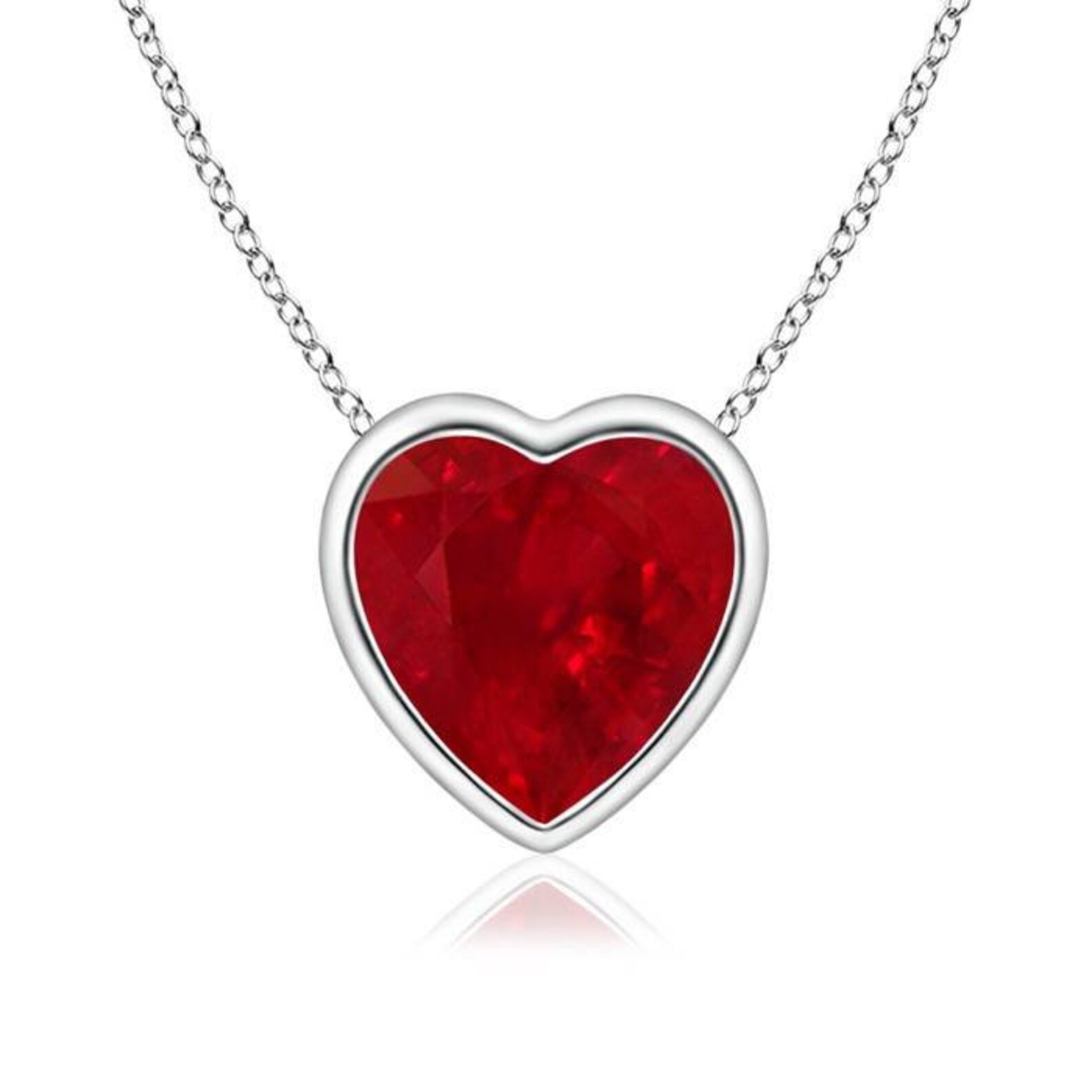 Rose Gold Ruby Heart Necklace – Sterling Silver, Anniversary Gift - Etsy