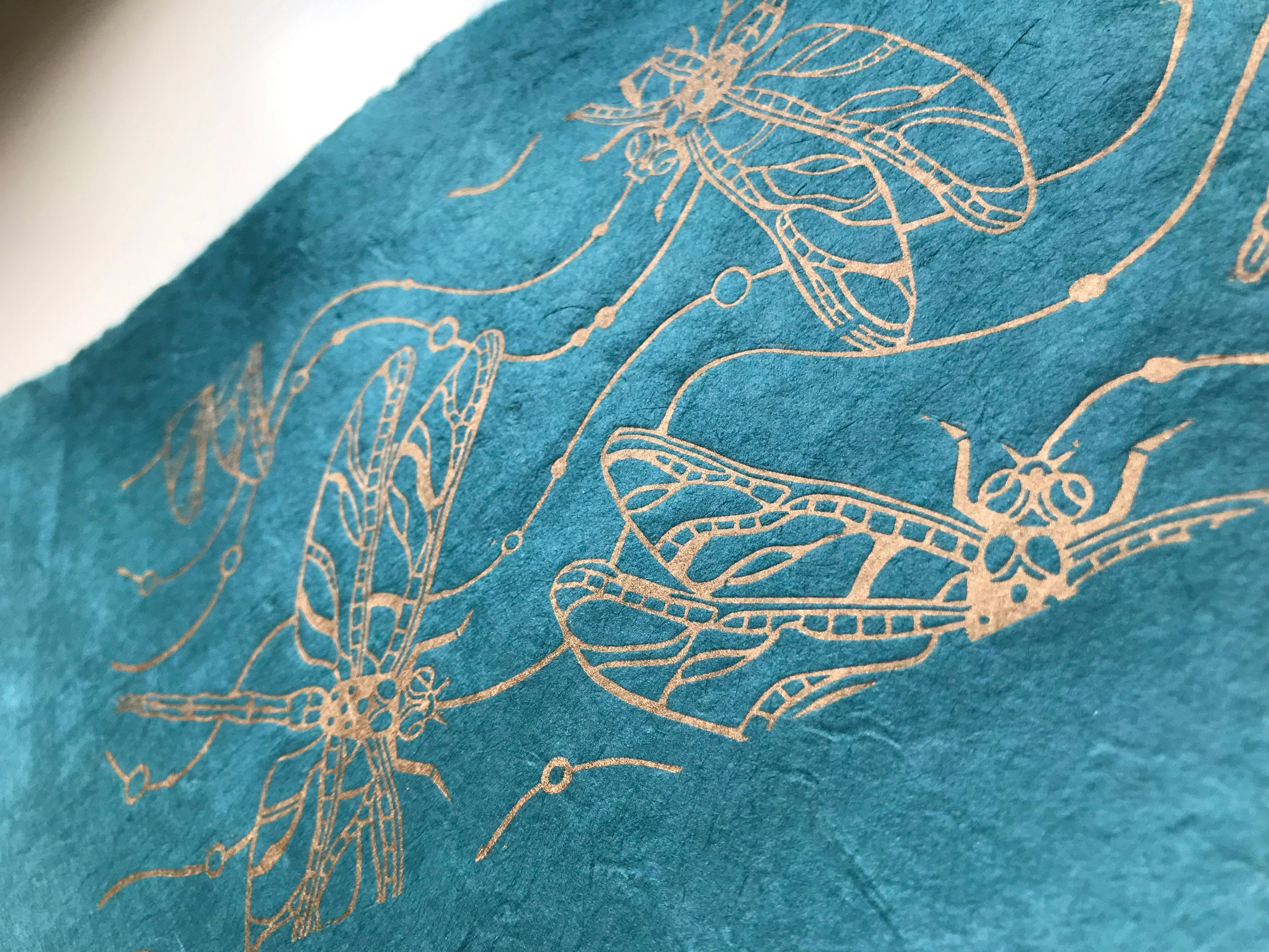 Dragonflies Lino Print Original Linocut Print Hand Printed - Etsy