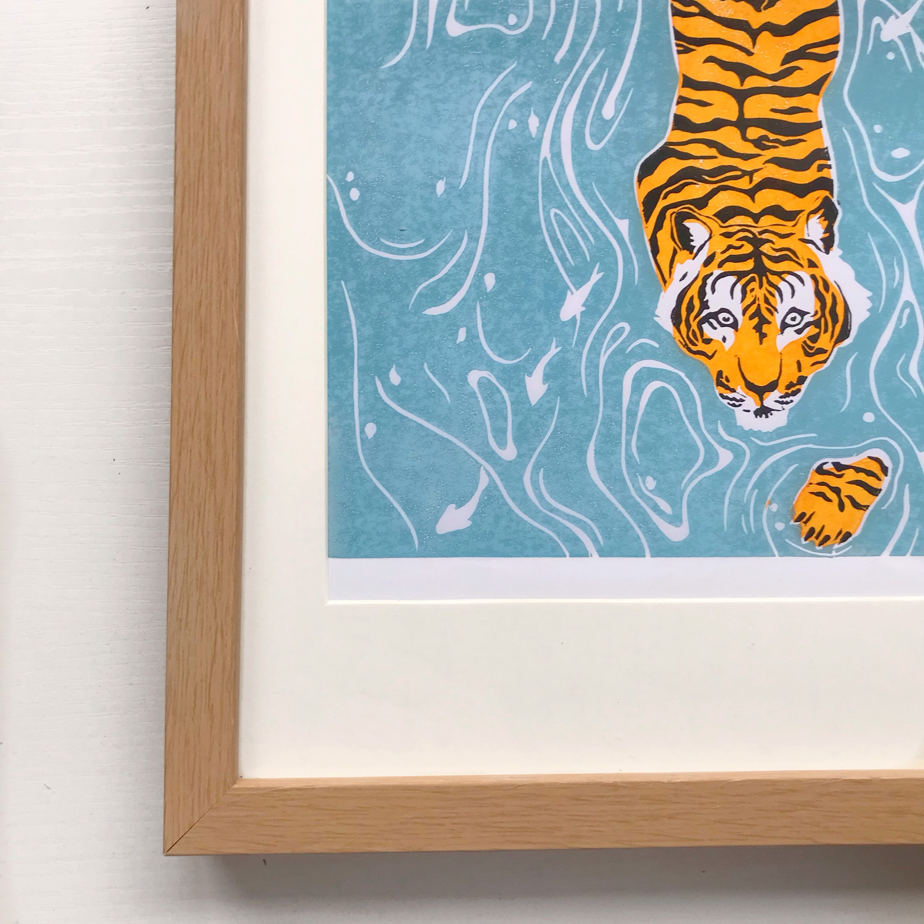 Tiger Lagoon Lino Print | Original Artwork | Home Decor | Hand Printed ...