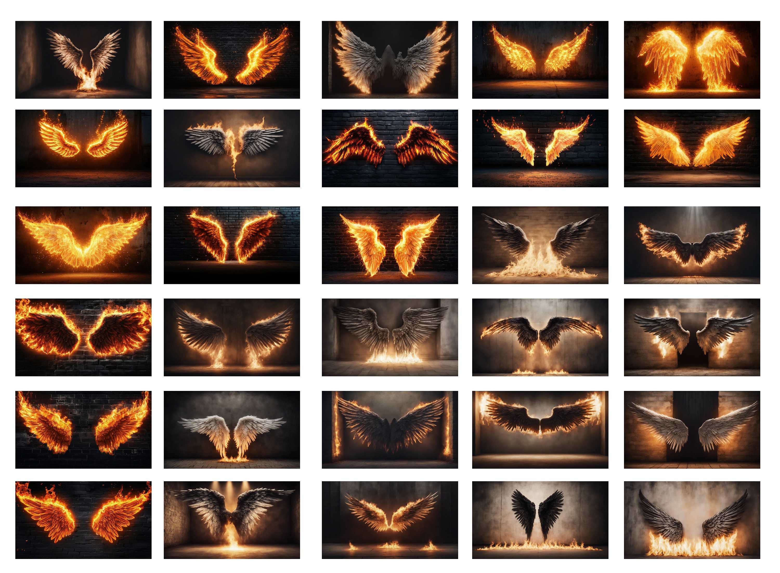 30x Fire Angel Wings Backdrop , Dark Angel Wings Background, Fire ...