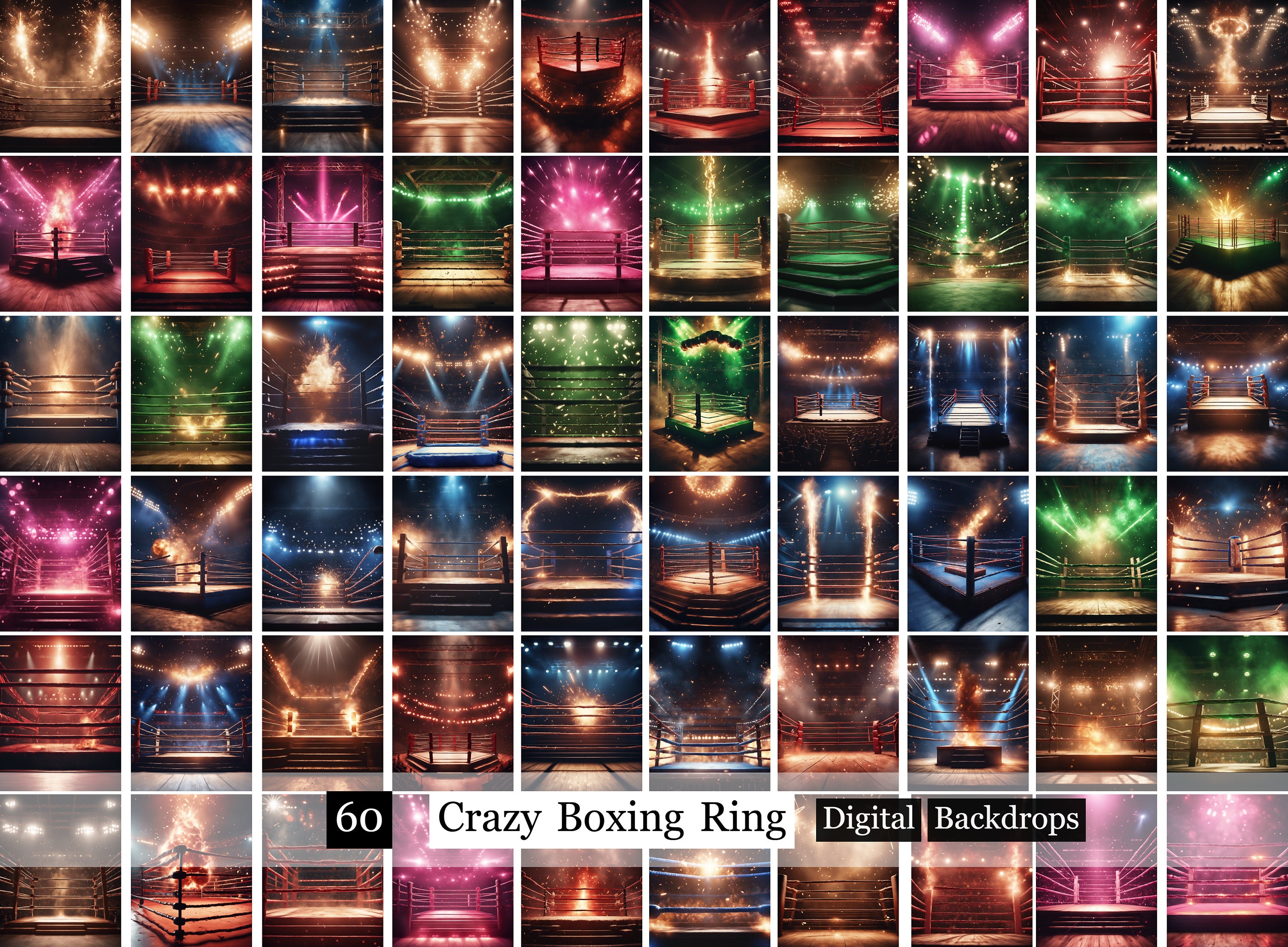 60 Crazy Boxing Ring Backdrops, Boxing Digital Backdrops,boxing Poster ...