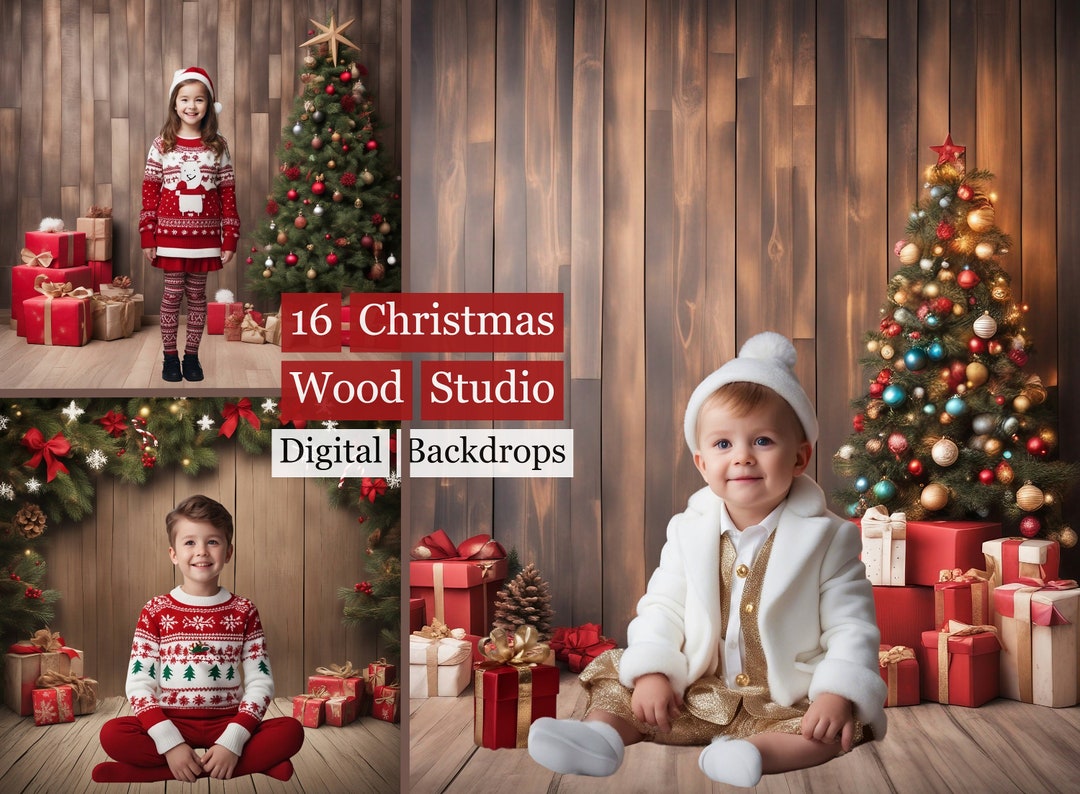 16 Christmas Wood Studio Backdrops,christmas Digital Backdrops ...