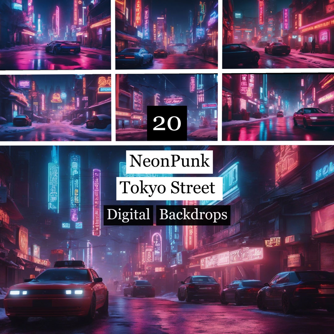 Neonpunk Tokyo Street Backdrops, Exterior Sci-fi Backgrounds , Snowy ...