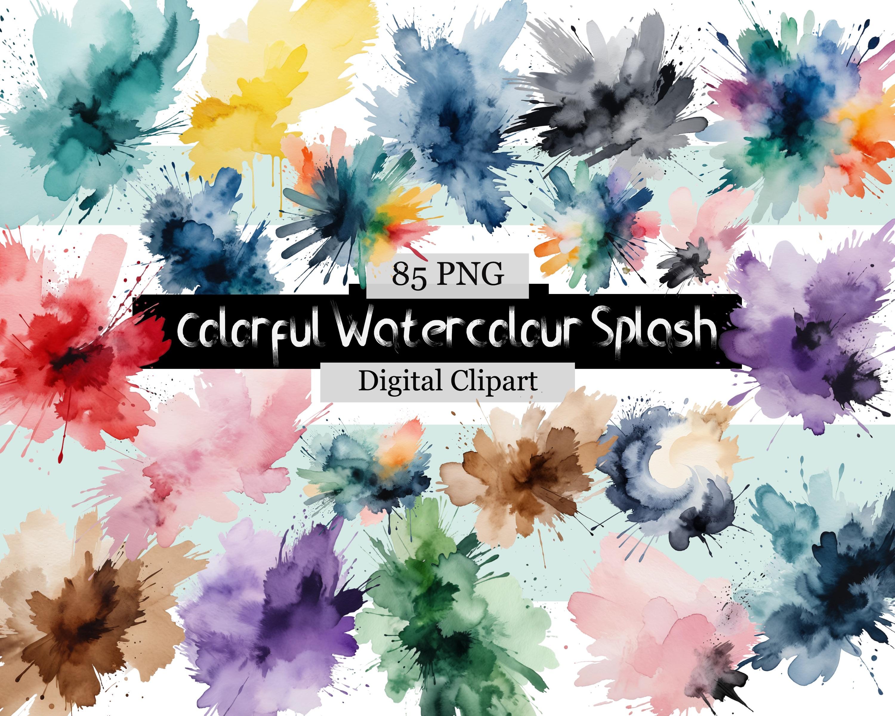 85 Colorful Watercolor Splash Clipart,watercolor Splash Digital Clipart ...