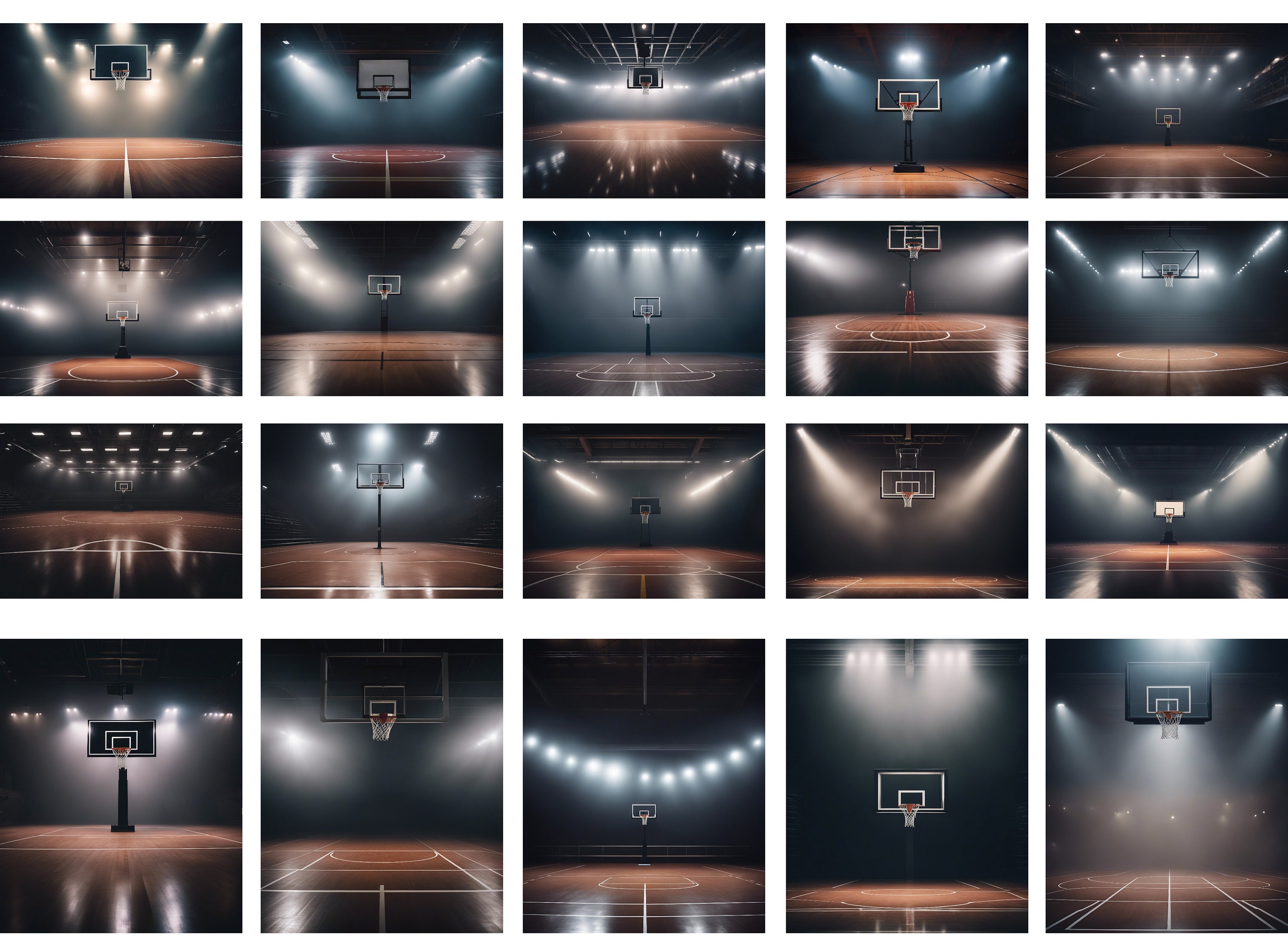 20 Basketball Court Spotlight Backdrops, Basketball Digital Backdrop ...