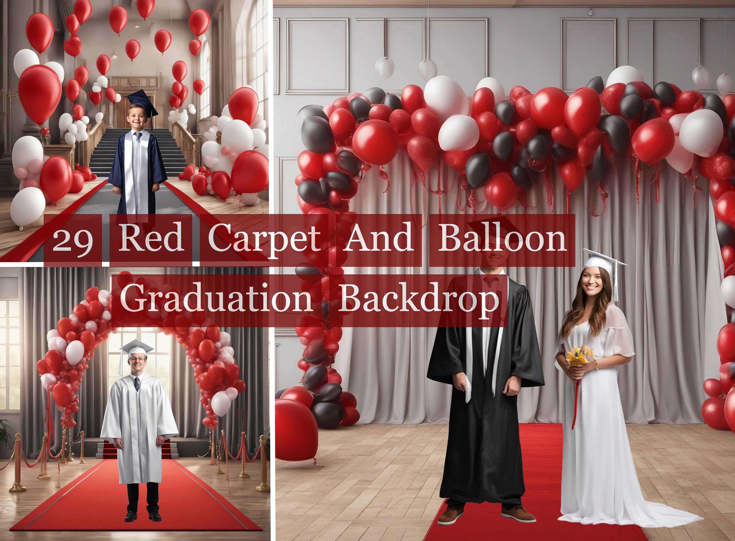 29 Red Carpet and Balloon Graduation Backdrop , Balloons Backdop ...