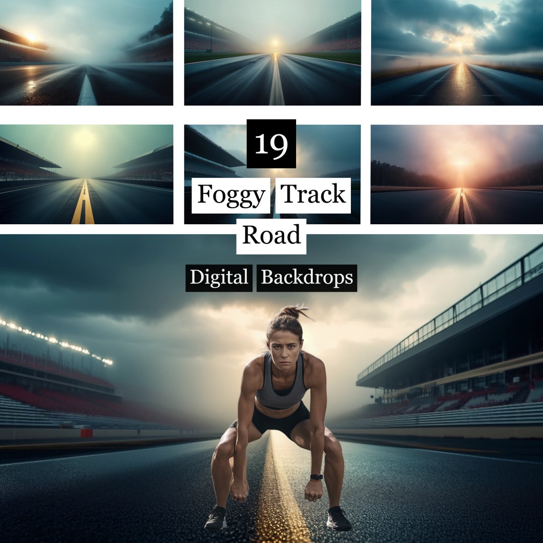 19 Foggy Track Road Digital Backdrops,track Backdrop,sports School ...