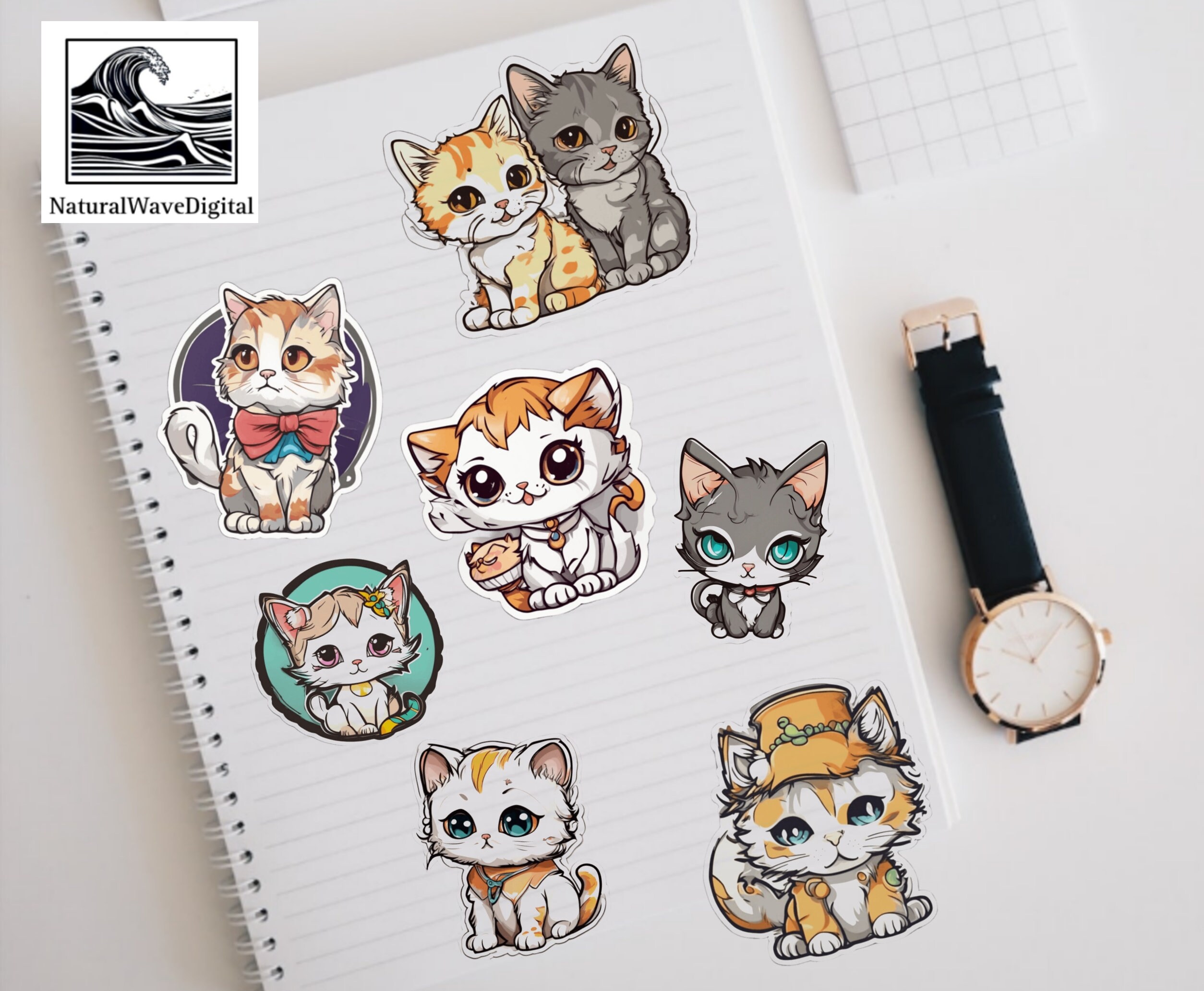 45 Cute Cat Digital Stickers Bundle, Kittens Cat Digital Planner ...