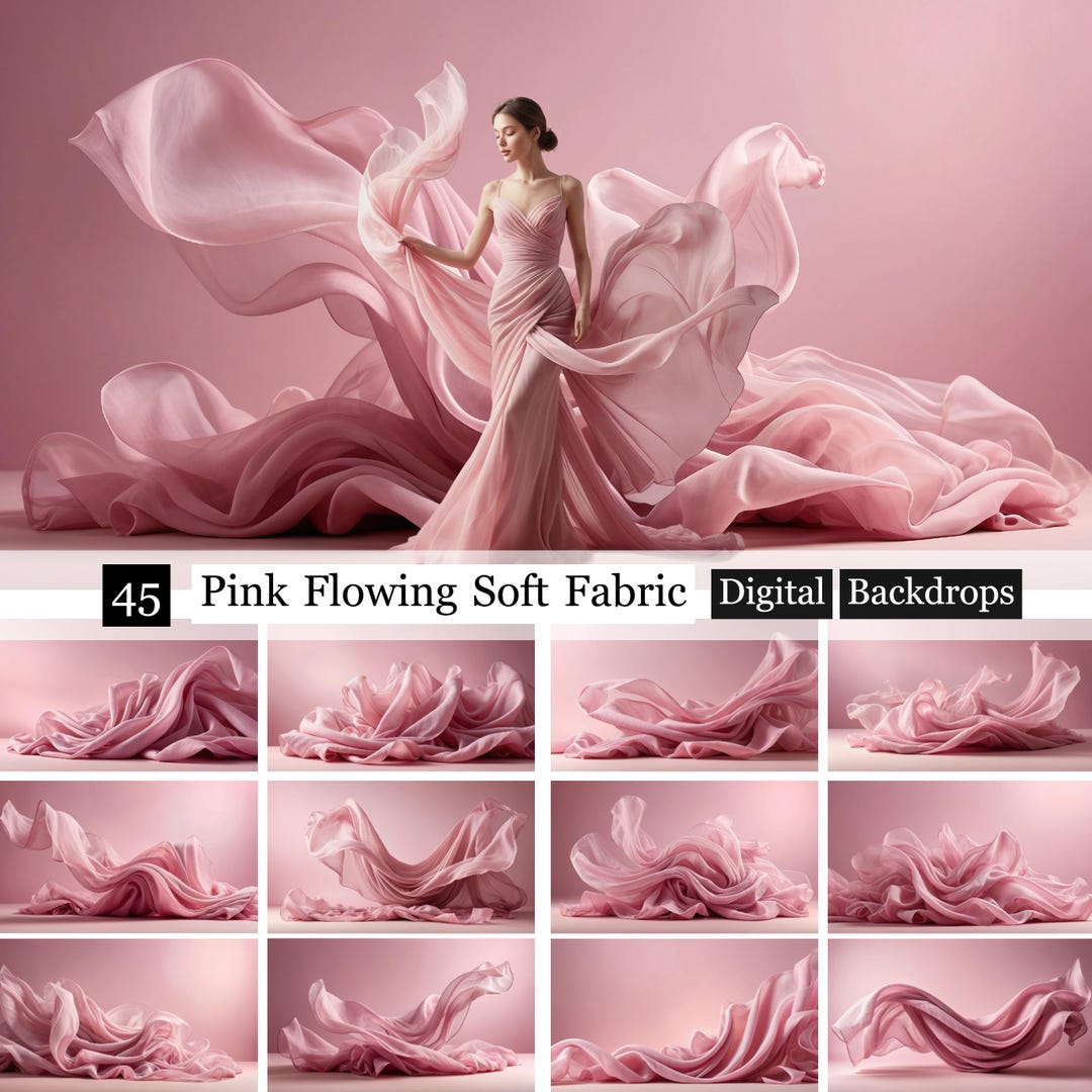 45 Pink Flowing Soft Fabric Backdrops,pink Flying Silk Fabric Digital ...