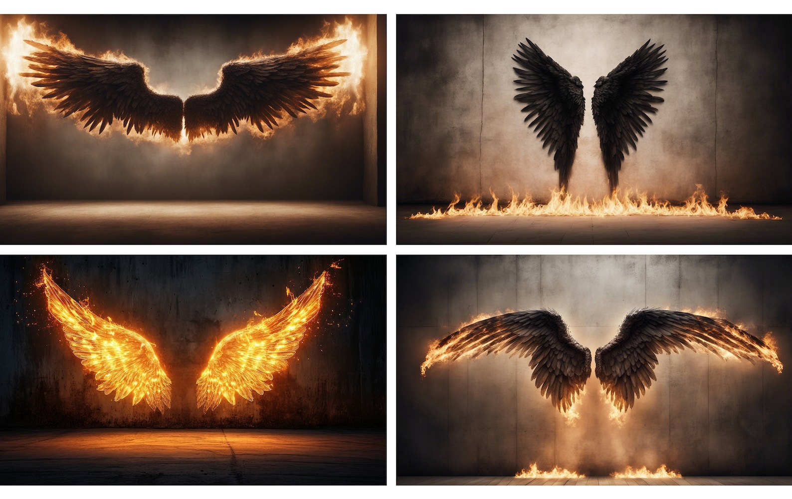 30x Fire Angel Wings Backdrop , Dark Angel Wings Background, Fire ...