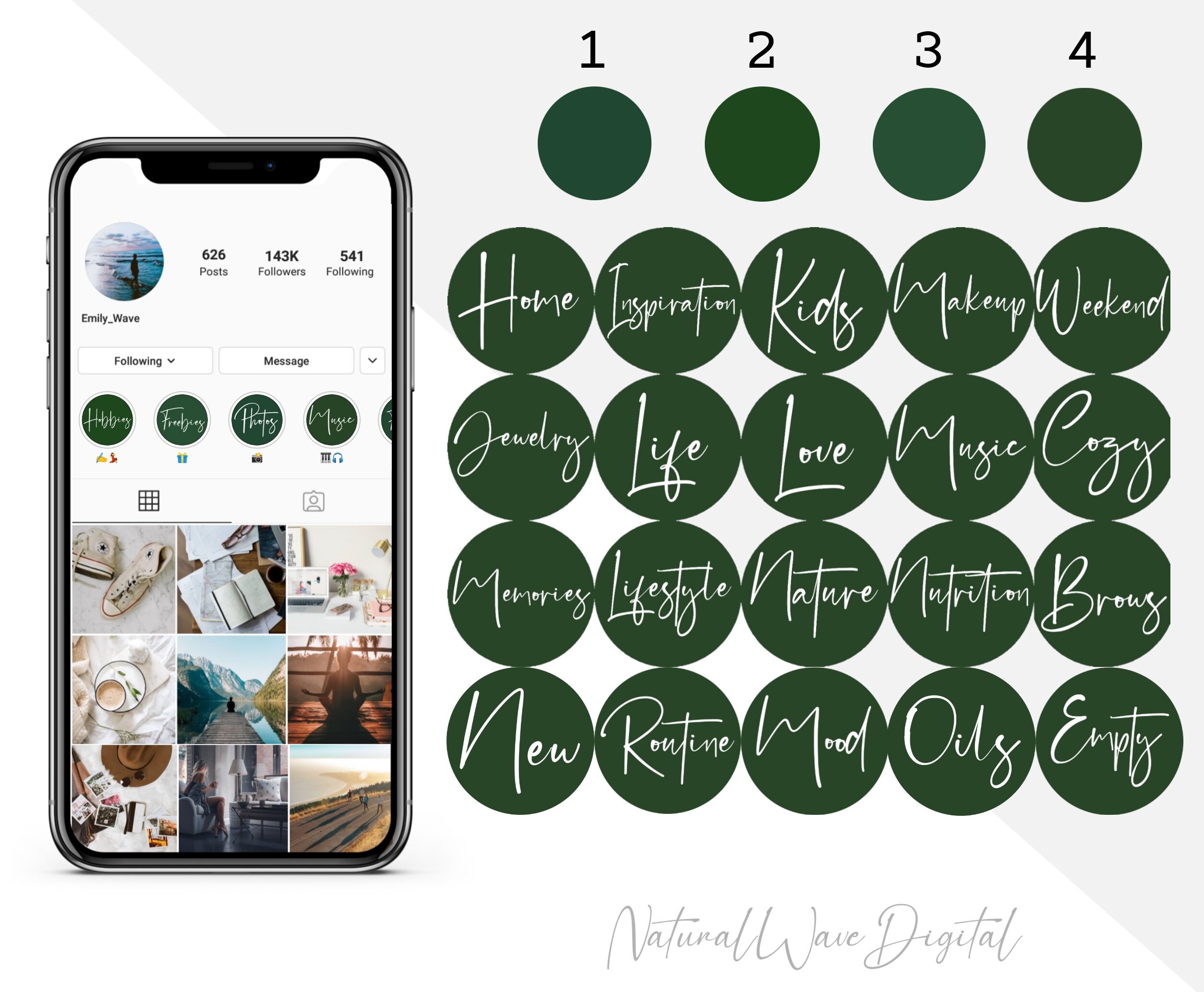 80 Green 4 Tons Instagram Story Covers botanical Colours - Etsy UK