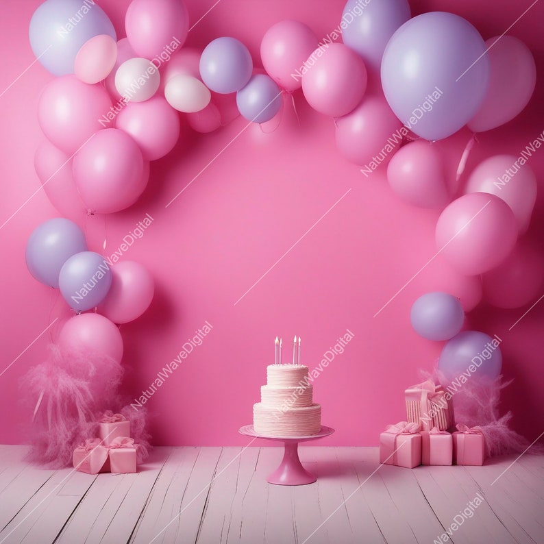 20 Pink Birthday Party Backdrops,studio Backdrops,pink Balloon ...