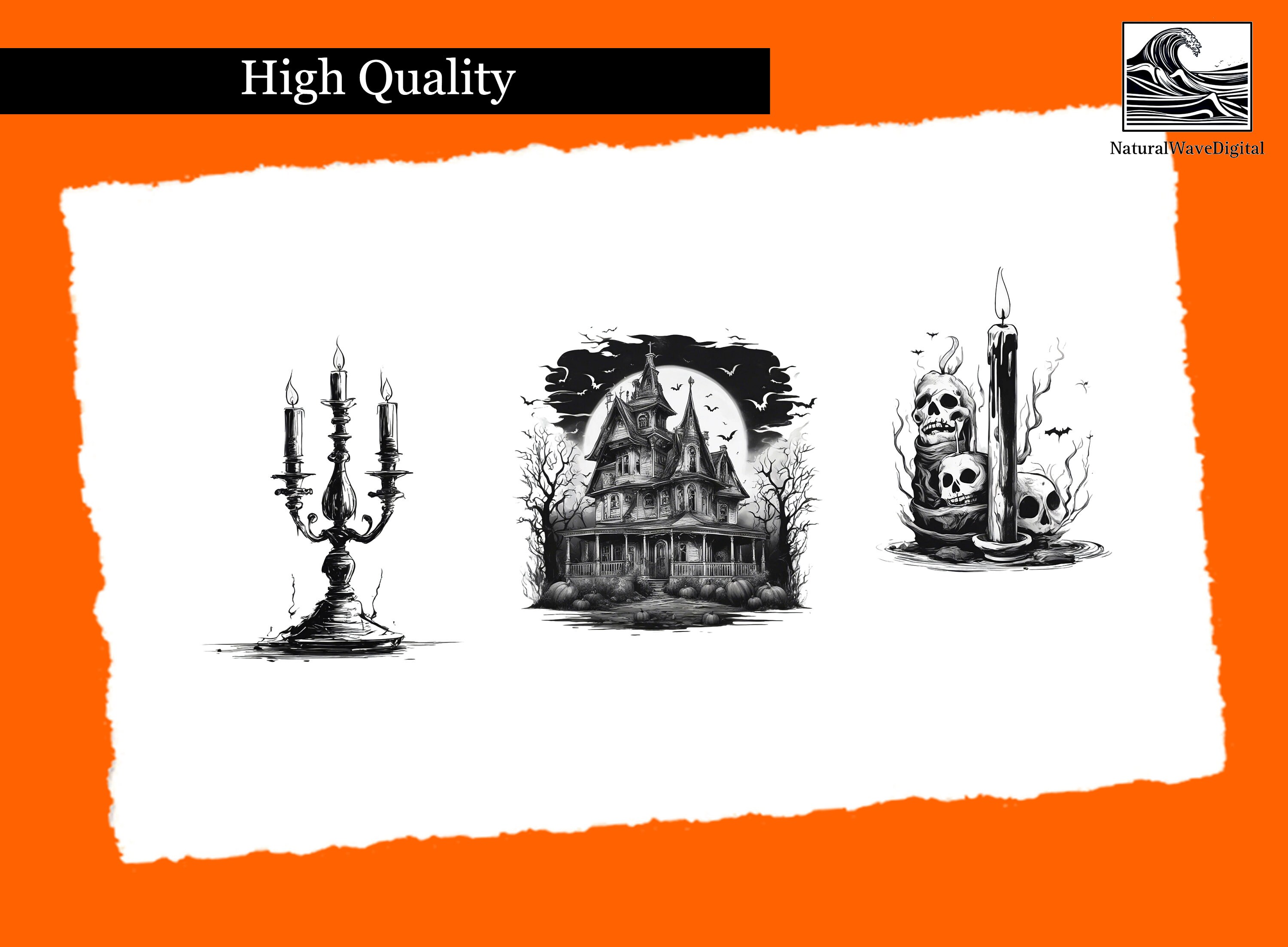 54 Halloween Black&white Digital Clipart, Halloween Clipart, Pumpkin ...